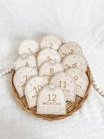 China Personalised Newborn Milestone Month Cards Gift Hello World Milestone Disc for sale