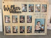 China Baby Birth Milestone Block Set One Year Monthly Photo Wooden Frame Newborn Age Blocks for sale