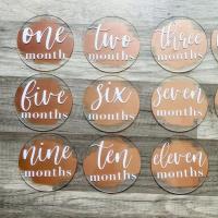 China Acrylic Carved Wooden Milestone Discs Gift Pregnancy Milestone Discs for sale