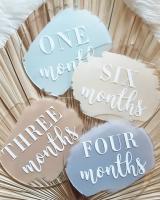 China 3D Recording  Wooden Milestone Disc Baby Birth Wooden Monthly Milestone Cards for sale