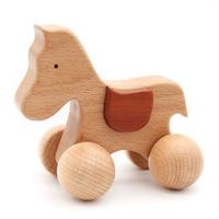 China New Born Dog Car Montessori Toy Wooden Rattle Teether Toy For Baby Training for sale
