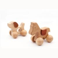 China New Born Dog Car Montessori Toy Wooden Rattle Teether Toy For Baby Training for sale