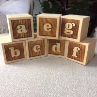 China Letter Pinewood Wooden Milestone Blocks Baby ABC Alphabet Blocks Photo Props for sale