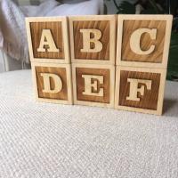 China Letter Pinewood Wooden Milestone Blocks Baby ABC Alphabet Blocks Photo Props for sale