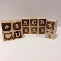 China Letter Pinewood Wooden Milestone Blocks Baby ABC Alphabet Blocks Photo Props for sale