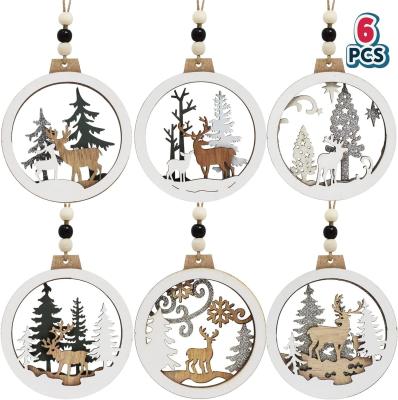 China Christmas Hollow Woodland Christmas Hanging Tree Ornaments for Indoor Outdoor Party Decor for sale
