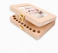 China Wooden Baby Tooth Box Wooden Organizer Storage Newborn Baby Kid Gift Souvenir Case for sale