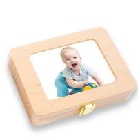 China Wooden Baby Tooth Box Wooden Organizer Storage Newborn Baby Kid Gift Souvenir Case for sale