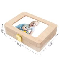 China Wooden Baby Tooth Box Wooden Organizer Storage Newborn Baby Kid Gift Souvenir Case for sale