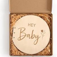 China Handcrafted Plywood Baby Shower Souvenir Guestbook  Milestone Wooden Circles for sale