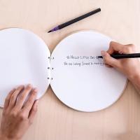 China Handcrafted Plywood Baby Shower Souvenir Guestbook  Milestone Wooden Circles for sale