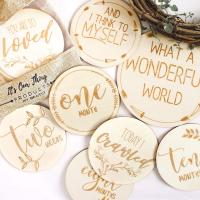 China Custom Baby Milestone Cards 12 Pieces Baby Milestone Cards Wooden Commemorate Baby Birth Monthly Recording Card for sale