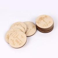 China Baby Monthly Cards Wooden Cards Double Sided Discs  Baby Gift Sets Stickers Blocks Set of 13 with Drawstring Bag for sale