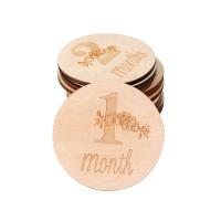 China Baby Monthly Cards Wooden Cards Double Sided Discs  Baby Gift Sets Stickers Blocks Set of 13 with Drawstring Bag for sale
