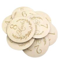 China 13-Piece Newborn Baby Monthly Milestone One-Sided Laser Cut Folk Art Wood Stand for Photographs Home Decor Pattern for sale