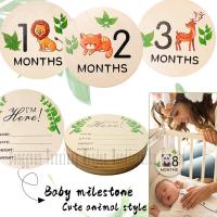 China Wooden Baby Monthly Milestone Cards Animal Milestone Cards Wooden Announcement Signs Welcome Newborn for sale