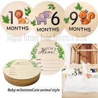 China Wooden Baby Monthly Milestone Cards Animal Milestone Cards Wooden Announcement Signs Welcome Newborn for sale