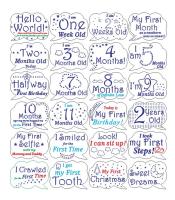China Cloud shaped Baby Monthly Milestone Cards  Wooden Printed Milestone Discs for  Baby  Newborn Gifts-customized design accept for sale