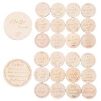 China Custom Wooden Baby Milestone Cards | 13 Double-Sided Hand-Crafted Circles with a Larger Disc | Baby Shower Gifts for sale