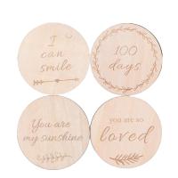 China Custom Wooden Baby Milestone Cards | 13 Double-Sided Hand-Crafted Circles with a Larger Disc | Baby Shower Gifts for sale