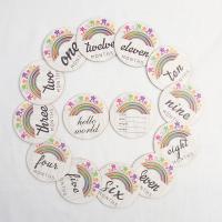 China Monthly Milestone Card set 100mm Wooden Discs for Adorable Animals Milestone Cards of Your Newborn Boy/Girl for sale