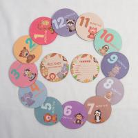 China Monthly Milestone Card set 100mm Wooden Discs for Adorable Animals Milestone Cards of Your Newborn Boy/Girl for sale