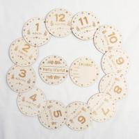 China Monthly Milestone Card set 100mm Wooden Discs for Adorable Animals Milestone Cards of Your Newborn Boy/Girl for sale