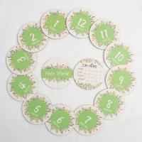 China Monthly Milestone Card set 100mm Wooden Discs for Adorable Animals Milestone Cards of Your Newborn Boy/Girl for sale