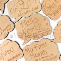 China Baby Monthly Milestone Marker Discs, Classic Wooden Discs Photo Props for Baby Announcement and Milestones for sale