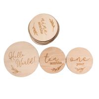 China Baby Monthly Cards Wooden Cards, Double Sided wooden Discs,  Set of 13: Includes 12 Cards (4.1 Inch) for sale