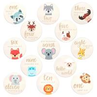 China Monthly Milestone Cards - The Perfect Wooden Discs for Adorable Animals Milestone Cards of Your Newborn Boy/Girl for sale