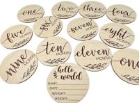 China Monthly Milestone Cards - The Perfect Wooden Discs for Adorable Animals Milestone Cards of Your Newborn Boy/Girl for sale