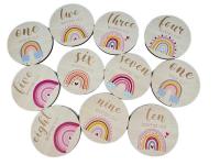 China Monthly Milestone Cards - The Perfect Wooden Discs for Adorable Animals Milestone Cards of Your Newborn Boy/Girl for sale