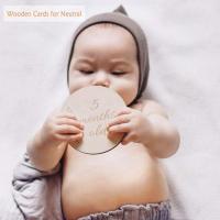 China Baby Monthly Milestone Wooden Cards Baby Gifts Newborn Photography Props Double Sided Engraved Discs for sale