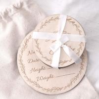 China Wood Customize Baby Monthly Milestone Card Wooden Double Sided Laser Engrave Discs Craft Cards with Drawstring Bag for sale