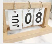 China Office Home Wooden Calendar Stand Perpetual Desktop Decoration Flip Calendar Stand for sale