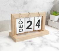 China Office Home Wooden Calendar Stand Perpetual Desktop Decoration Flip Calendar Stand for sale
