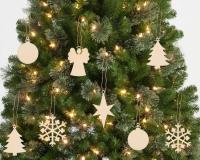 China Christmas Wooden Ornaments  Wood Slices Decorations Hanging Embellishments with Strings DIY  Ornament Crafts Tree for sale