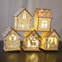 China Wooden Christmas Snow House Decorations Christmas Tree Holiday Decorations for sale