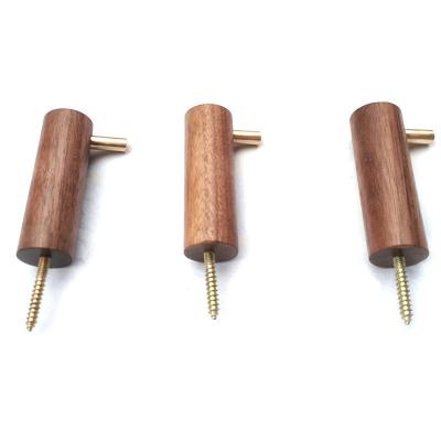 China Modern Wooden Coat Hook with Brass Stick - Sapele Walnut Beech for sale