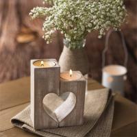 China Wholesale Wooden heart shaped Decorative candles holder for Wedding gift Customize wooden candle holder for sale