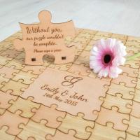 China Personalised Wooden Wedding Jigsaw Puzzle Piece Guestbook Personalized Guest Book for sale