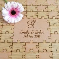 China Personalised Wooden Wedding Jigsaw Puzzle Piece Guestbook Personalized Guest Book for sale