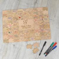 China Personalised Wooden Wedding Jigsaw Puzzle Piece Guestbook Personalized Guest Book for sale