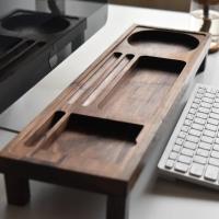 China Wood Desk Organizer Office Desk Accessories Wood Docking Station Wood Phone Stand Home Desk Storage Christmas gift for sale