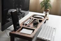 China Wood Desk Organizer Office Desk Accessories Wood Docking Station Wood Phone Stand Home Desk Storage Christmas gift for sale