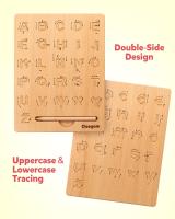 China Wooden Letters Practicing Board Double-Sided Alphabet Tracing Tool Learning to Write ABC Educational Toy for sale