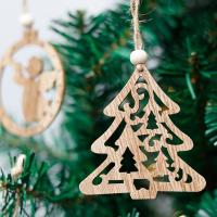 China Hot Selling Wooden Christmas Ornaments DIY Wood Small Hanging Pendant For Christmas Decoration for sale