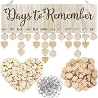China Family Birthday Board DIY Wooden Calendar Wall Hanging Birthday Reminder Plaque with 100 Wooden Tags Great Gift for Mom Grandma for sale