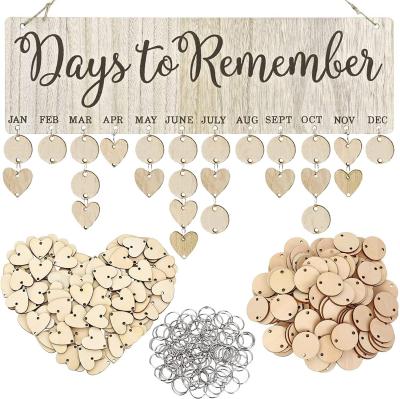 China Family Birthday Board DIY Wooden Calendar Wall Hanging Birthday Reminder Plaque with 100 Wooden Tags Great Gift for Mom Grandma for sale